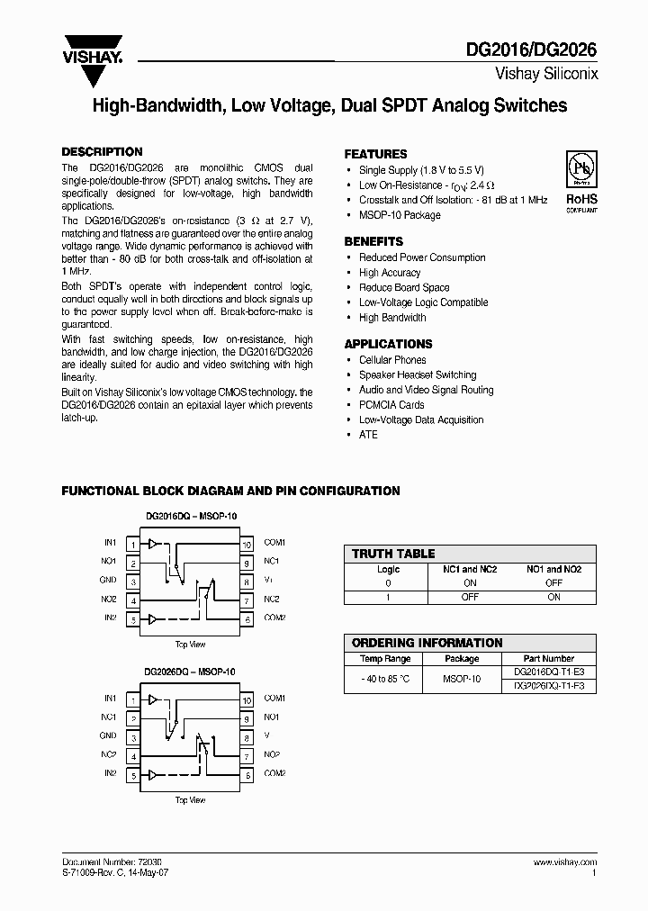 DG2016DQ-T1-E3_4581077.PDF Datasheet Download --- IC-ON-LINE