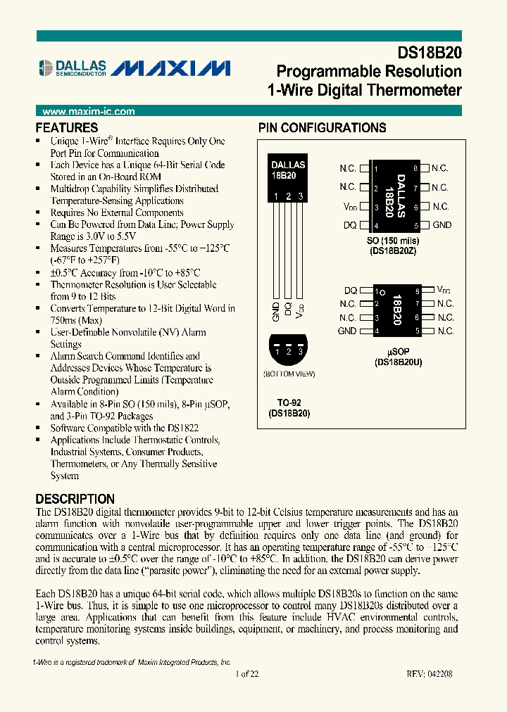 DS18B20-SL_4222429.PDF Datasheet Download --- IC-ON-LINE