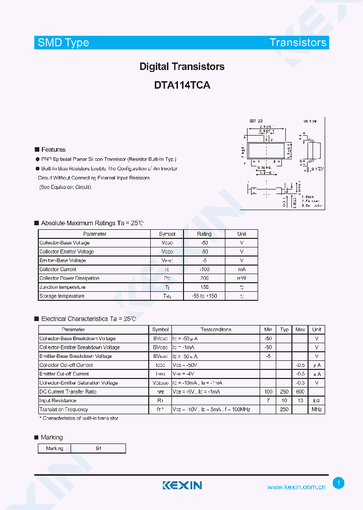 DTA114TCA_4781147.PDF Datasheet Download --- IC-ON-LINE