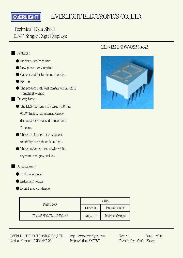 ELS-432USOWA_4170107.PDF Datasheet Download --- IC-ON-LINE