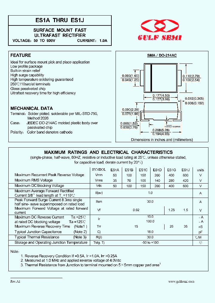 ES1A_4618849.PDF Datasheet Download --- IC-ON-LINE
