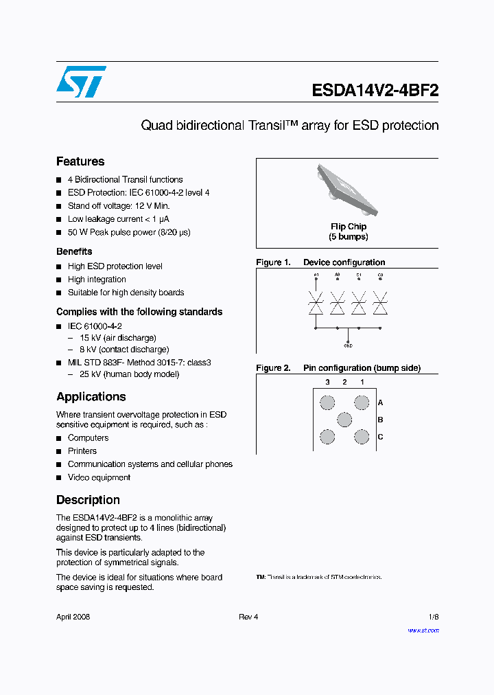 ESDA14V2-4BF_4362643.PDF Datasheet Download --- IC-ON-LINE