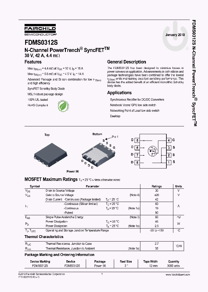 FDMS0312S_4731624.PDF Datasheet Download --- IC-ON-LINE