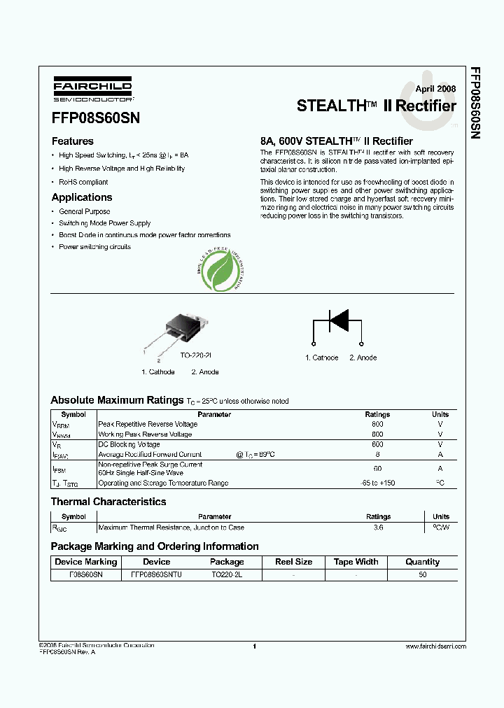 FFP08S60SN_4351026.PDF Datasheet Download --- IC-ON-LINE