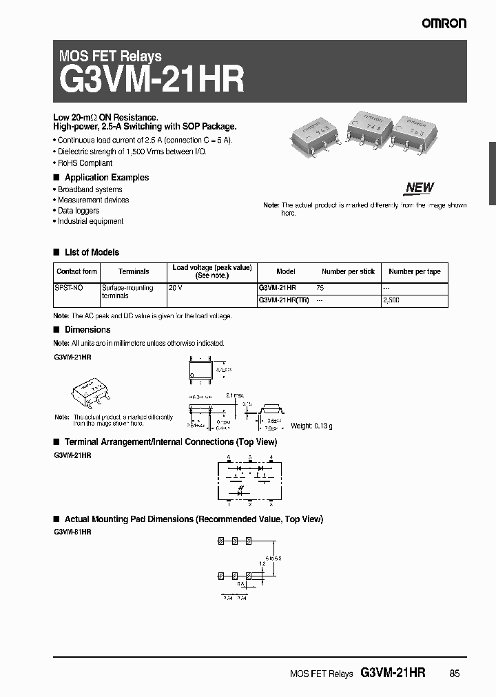 G3VM-21HR_4531354.PDF Datasheet Download --- IC-ON-LINE