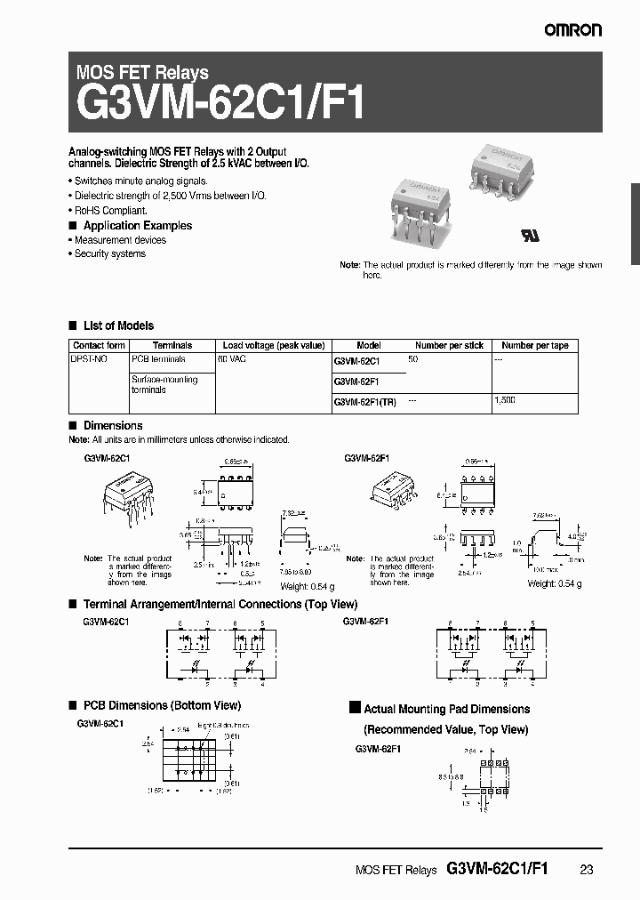 G3VM-62F1_4867096.PDF Datasheet Download --- IC-ON-LINE