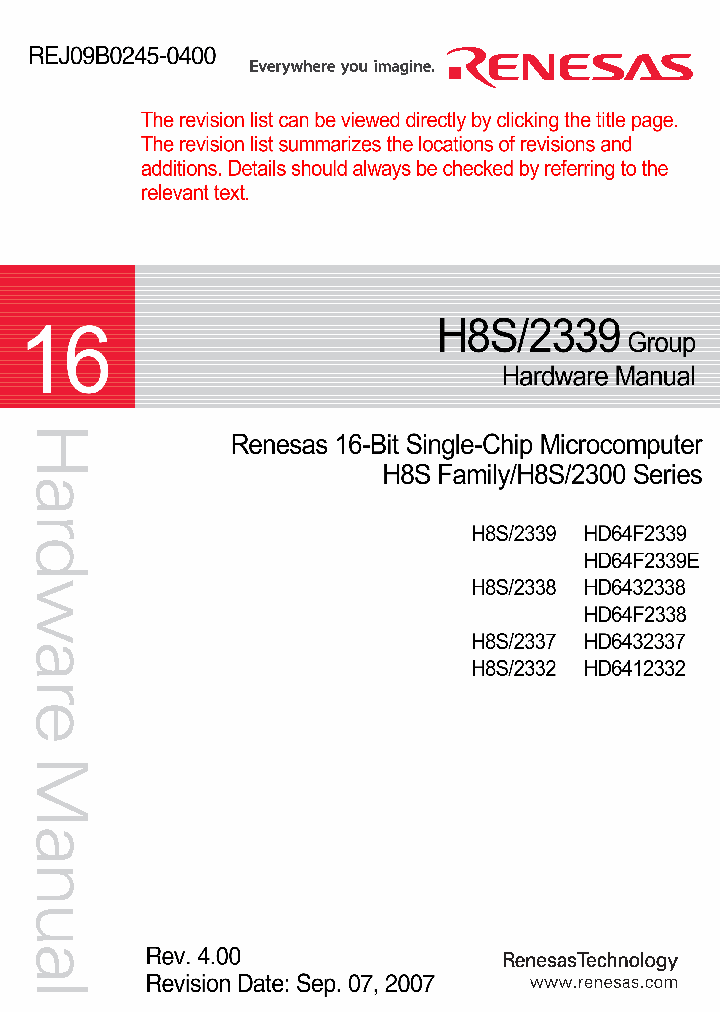 H8S2332_4306106.PDF Datasheet Download --- IC-ON-LINE