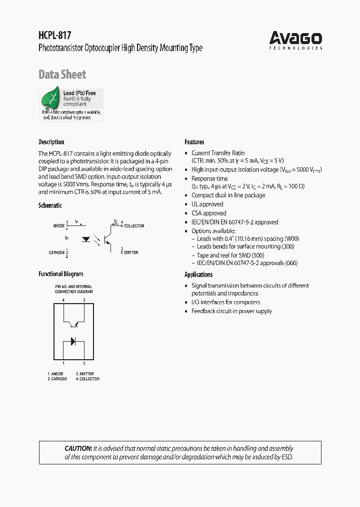 HCPL-817_4355938.PDF Datasheet Download --- IC-ON-LINE