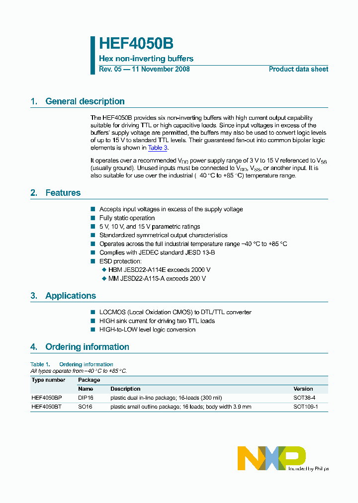HEF4050B_4289009.PDF Datasheet Download --- IC-ON-LINE