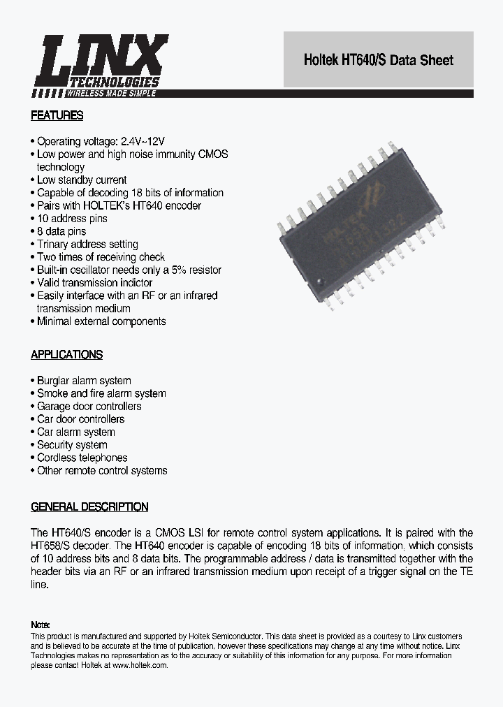 HT640-S_4790604.PDF Datasheet Download --- IC-ON-LINE
