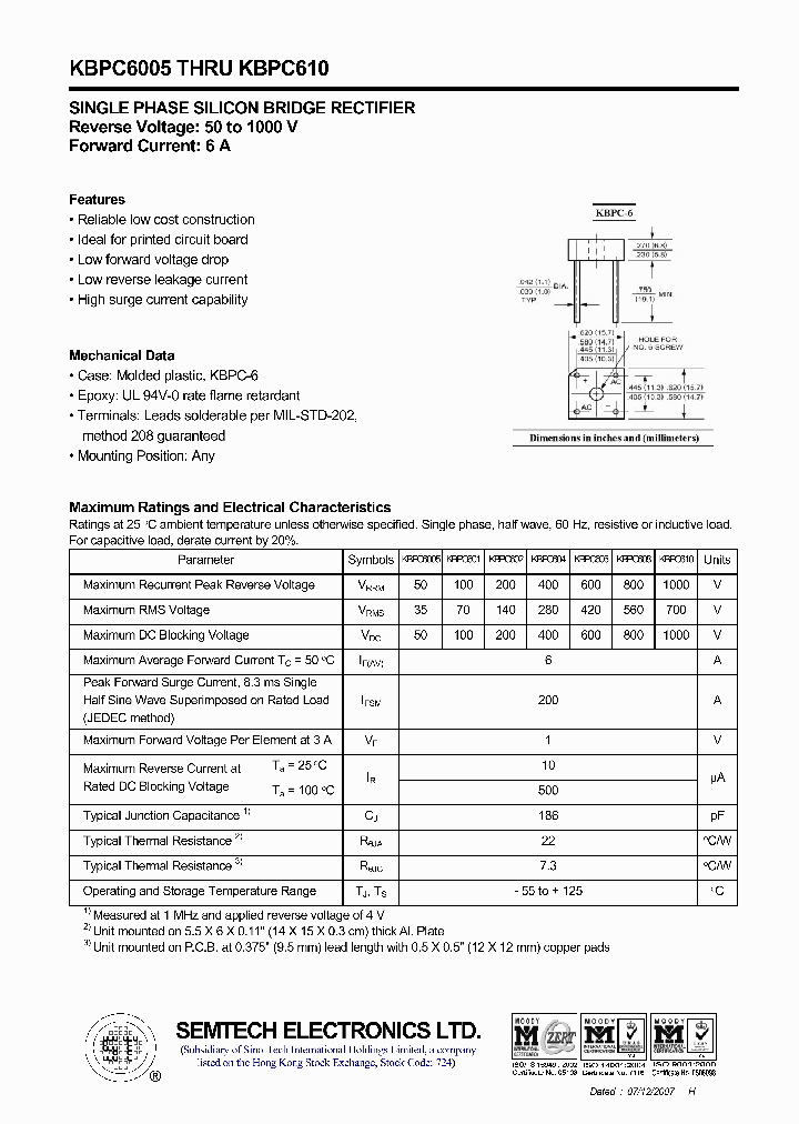 KBPC6005_4626894.PDF Datasheet Download --- IC-ON-LINE