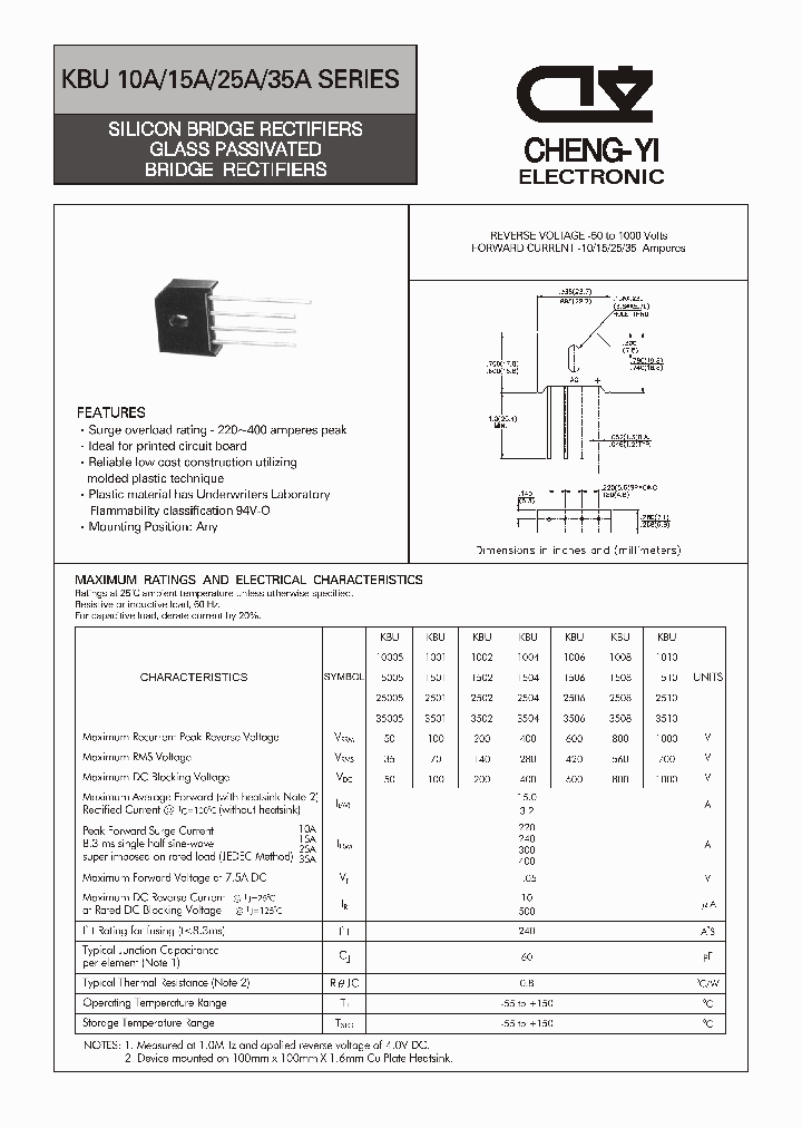 KBU25005_4529416.PDF Datasheet Download --- IC-ON-LINE