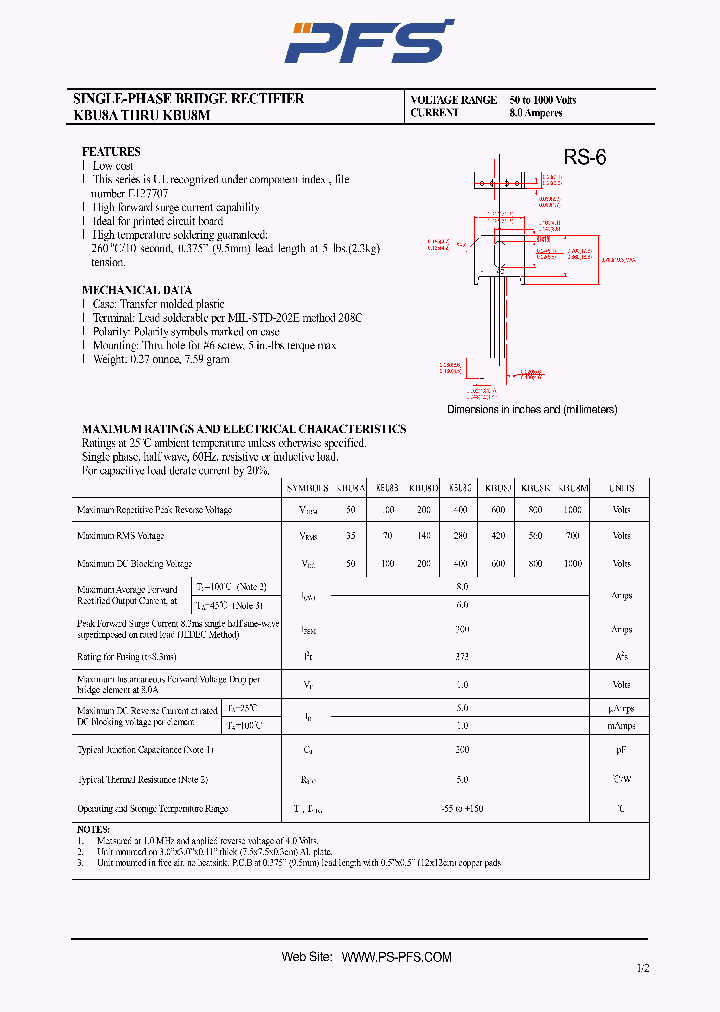 KBU8A_4851198.PDF Datasheet Download --- IC-ON-LINE