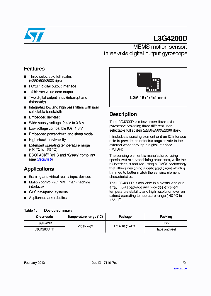 L3G4200D_4531115.PDF Datasheet Download --- IC-ON-LINE