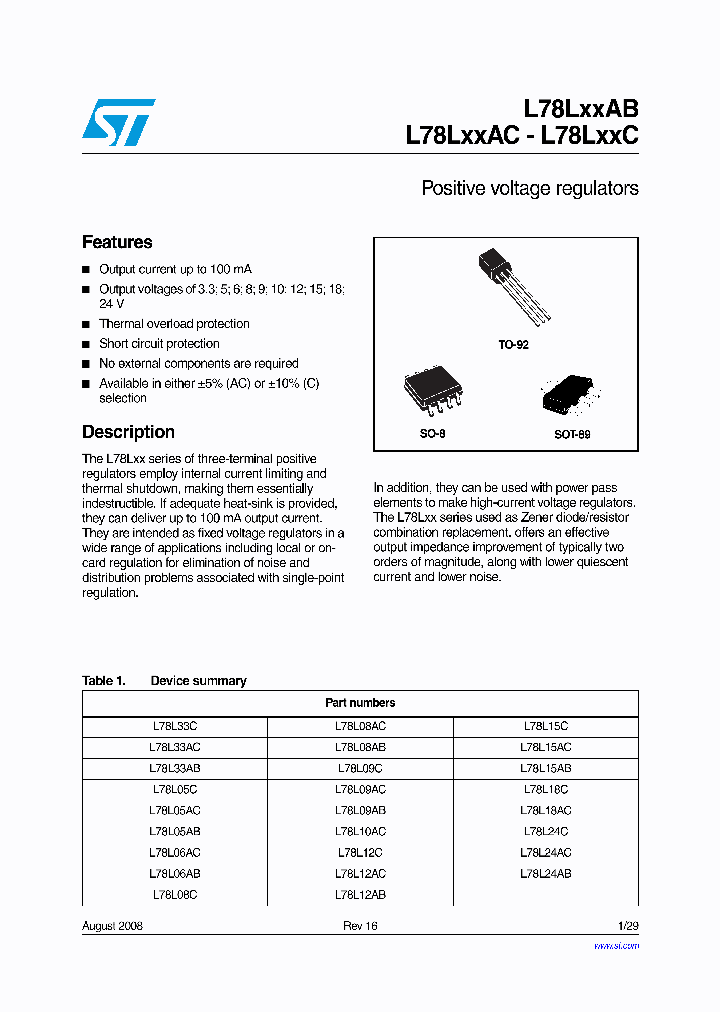 L78L05ABD13TR_4239433.PDF Datasheet Download --- IC-ON-LINE