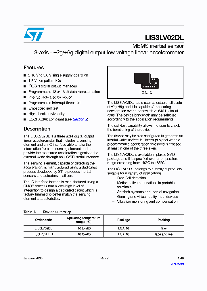 LIS3LV02DLTR_4181315.PDF Datasheet Download --- IC-ON-LINE
