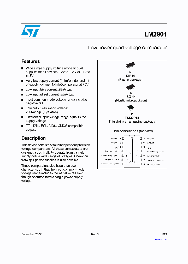 LM2901DT_4306895.PDF Datasheet Download --- IC-ON-LINE