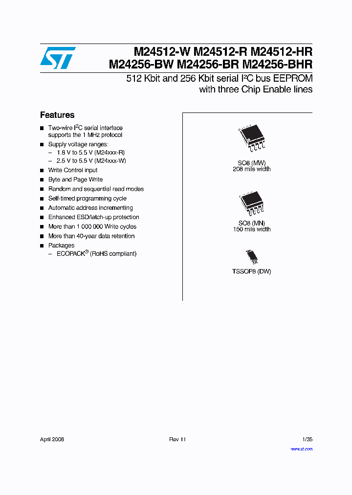 M24512-HR_4171139.PDF Datasheet Download --- IC-ON-LINE
