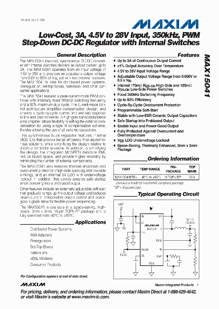 MAX15041ETE_4561033.PDF Datasheet Download --- IC-ON-LINE