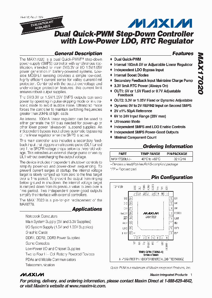 MAX17020ETJ_4543169.PDF Datasheet Download --- IC-ON-LINE