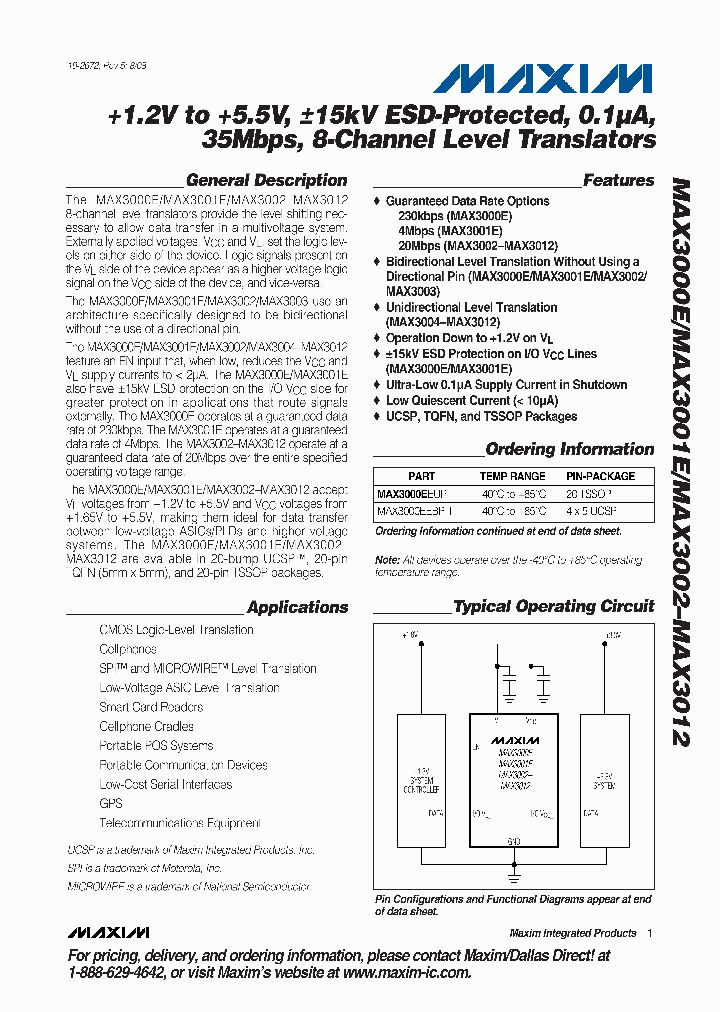 MAX3008EBP-T_4711672.PDF Datasheet Download --- IC-ON-LINE