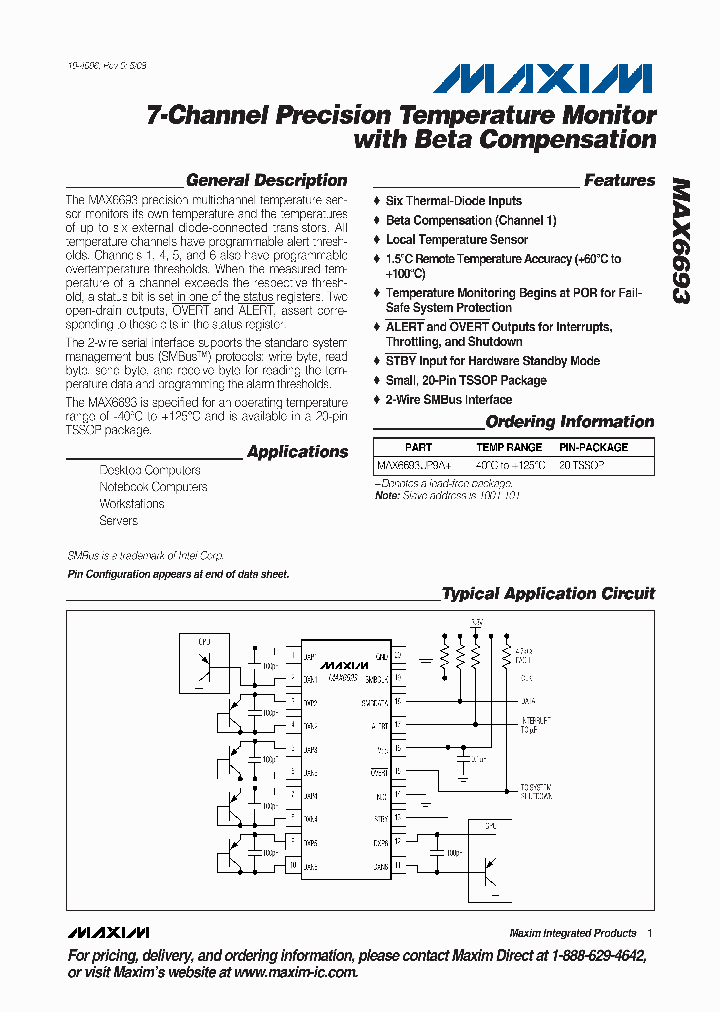 MAX6693UP9A_4229116.PDF Datasheet Download --- IC-ON-LINE