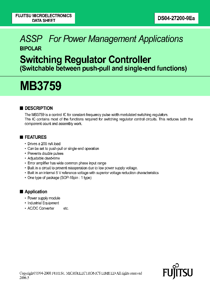 MB3759_4769080.PDF Datasheet Download --- IC-ON-LINE
