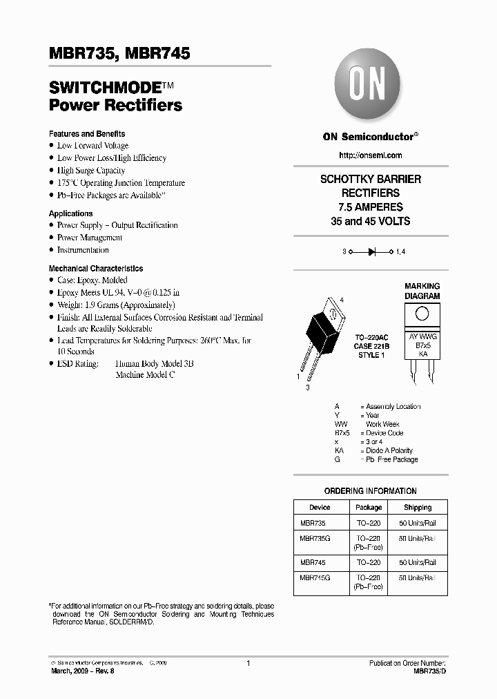 MBR745G_4705078.PDF Datasheet Download --- IC-ON-LINE
