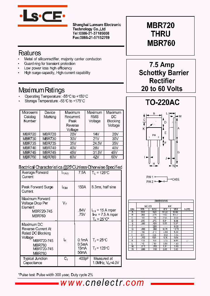 MBR760_4576229.PDF Datasheet Download --- IC-ON-LINE