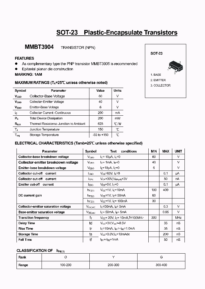 MMBT3904_4573475.PDF Datasheet Download --- IC-ON-LINE