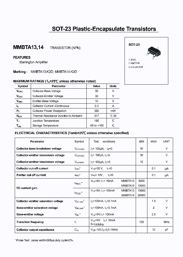 MMBTA14_4665462.PDF Datasheet Download --- IC-ON-LINE