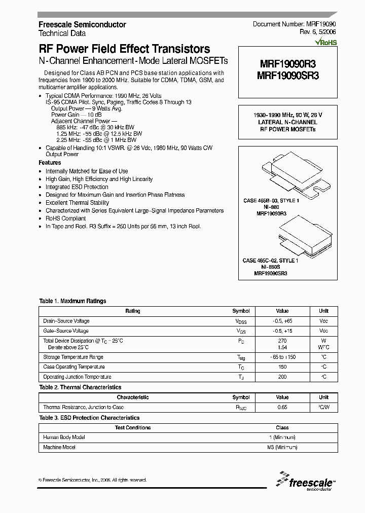 MRF19090_4333748.PDF Datasheet Download --- IC-ON-LINE