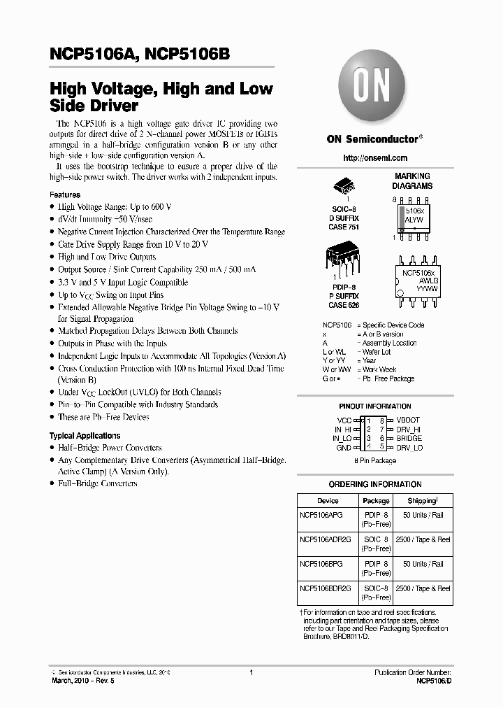 NCP5106A_4679107.PDF Datasheet Download --- IC-ON-LINE