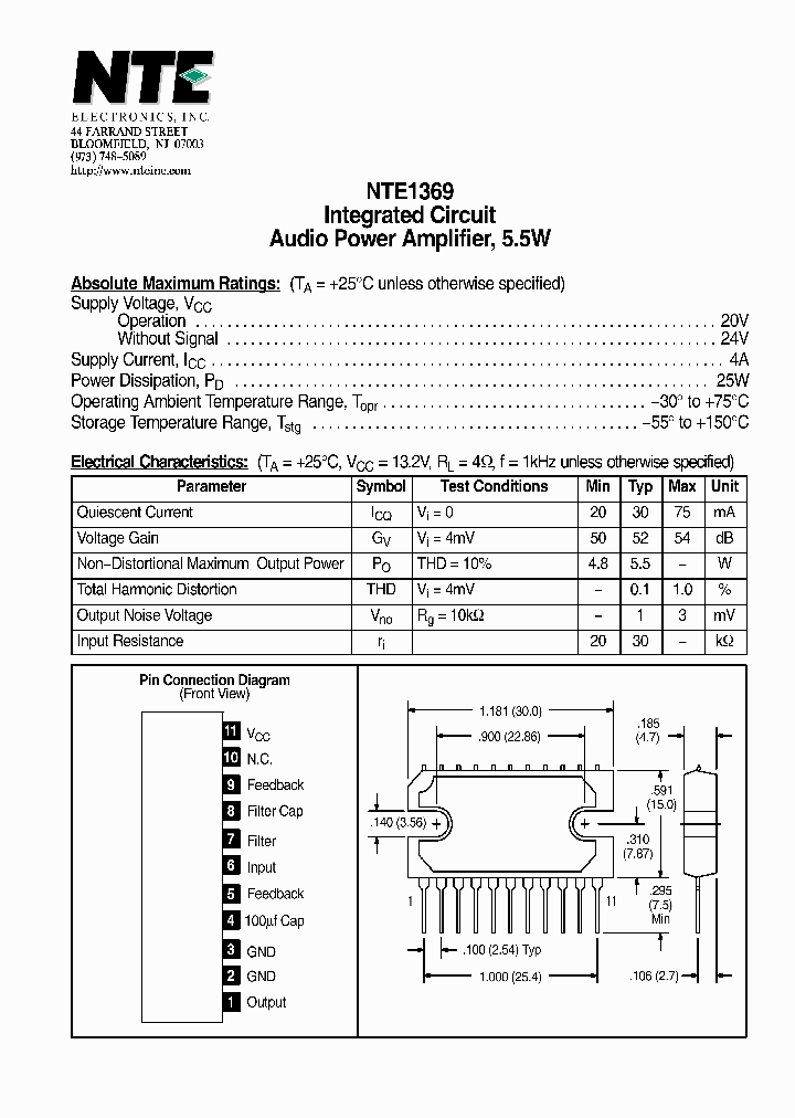 NTE1369_4336125.PDF Datasheet Download --- IC-ON-LINE