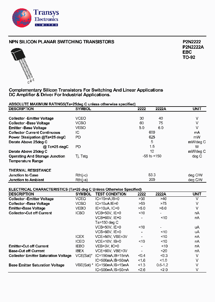 P2N2222A_4505383.PDF Datasheet Download --- IC-ON-LINE