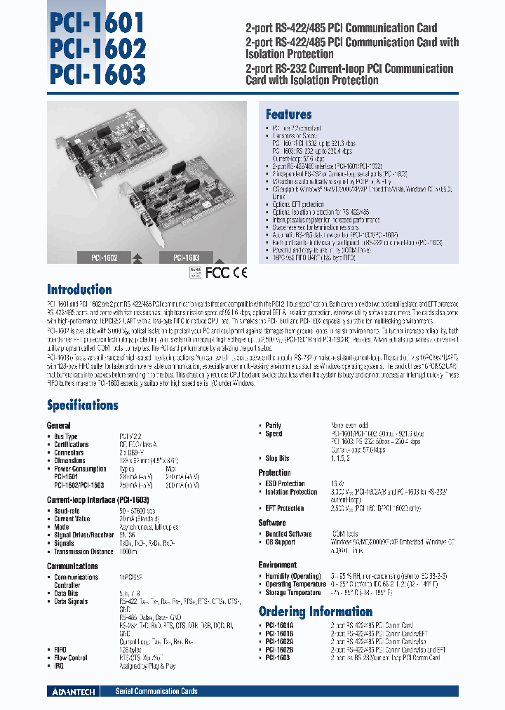 PCI-1603_4700603.PDF Datasheet Download --- IC-ON-LINE