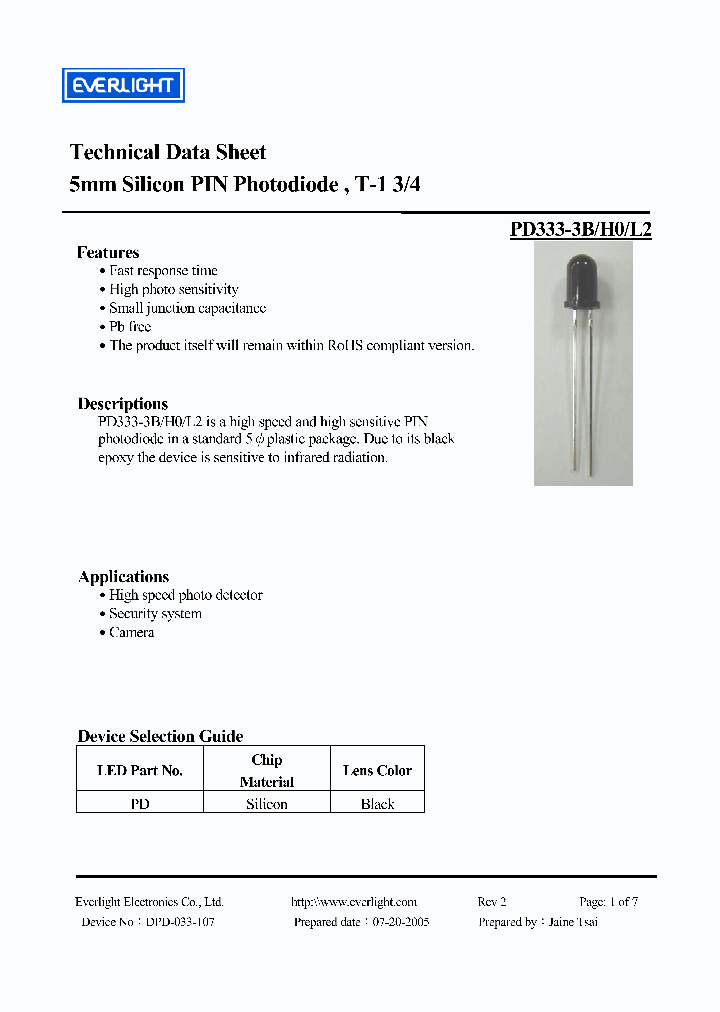 Ir Photodiode Datasheet