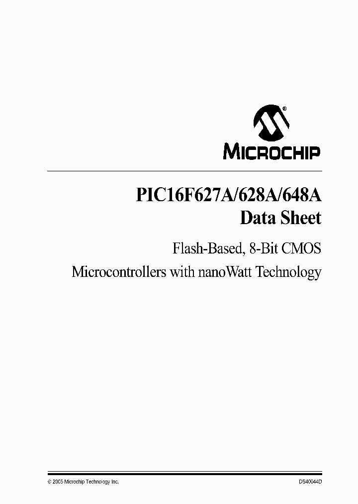 Pic16f627aeml 4640167 Pdf Datasheet Download Ic On Line