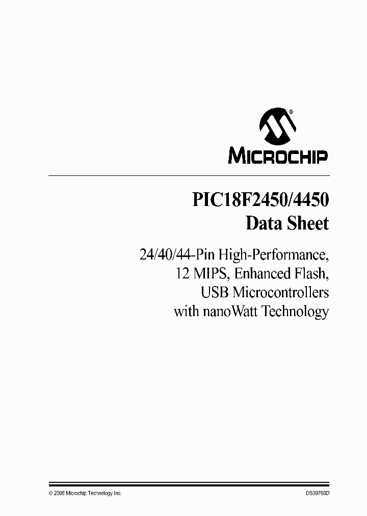 PIC18F4450-IML_4600124.PDF Datasheet Download --- IC-ON-LINE