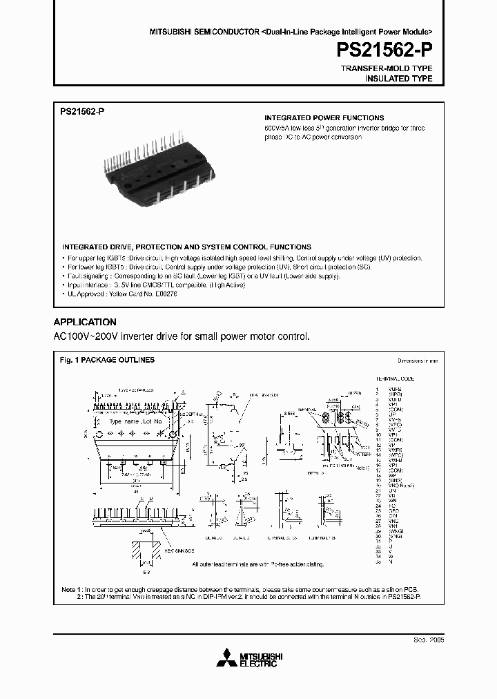 PS21562-P_4383530.PDF Datasheet Download --- IC-ON-LINE