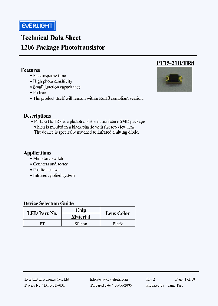 PT15-21B-TR8_4429679.PDF Datasheet Download --- IC-ON-LINE
