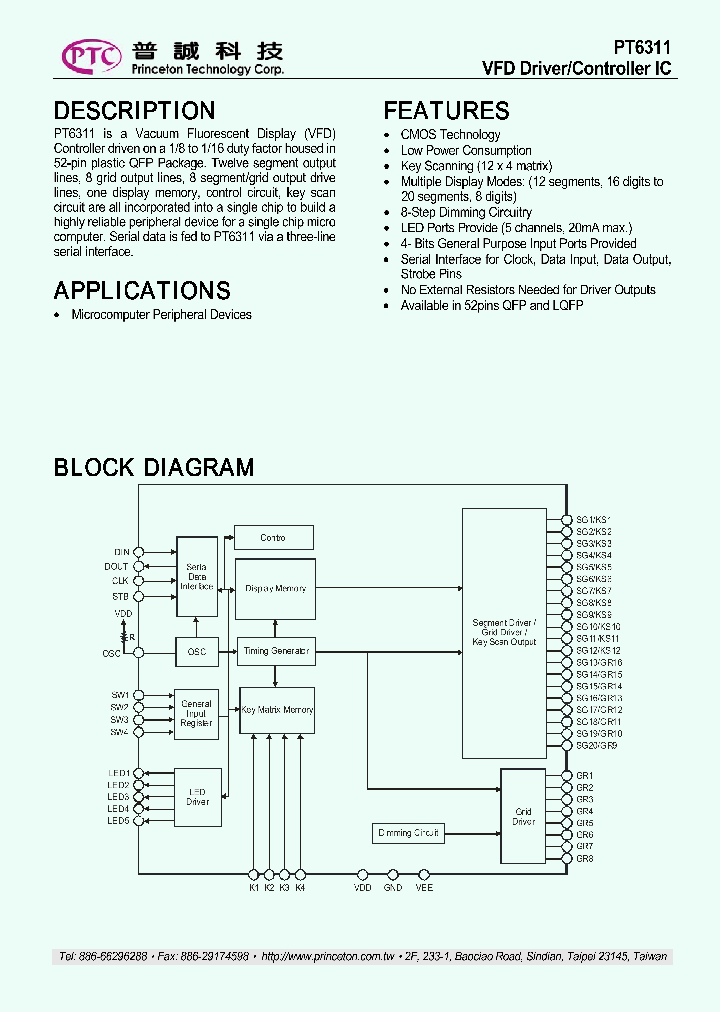 PT6311-LQ_4853296.PDF Datasheet Download --- IC-ON-LINE