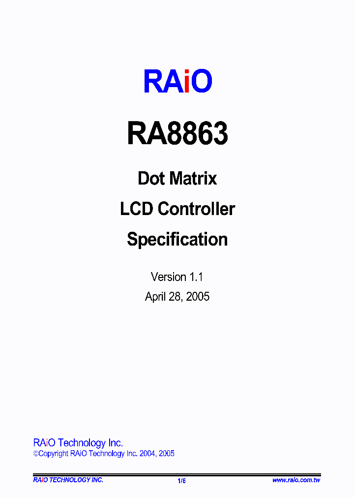 RA8863_4400647.PDF Datasheet Download --- IC-ON-LINE