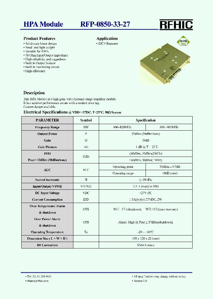 RFP-0850-33-27_4563663.PDF Datasheet Download --- IC-ON-LINE