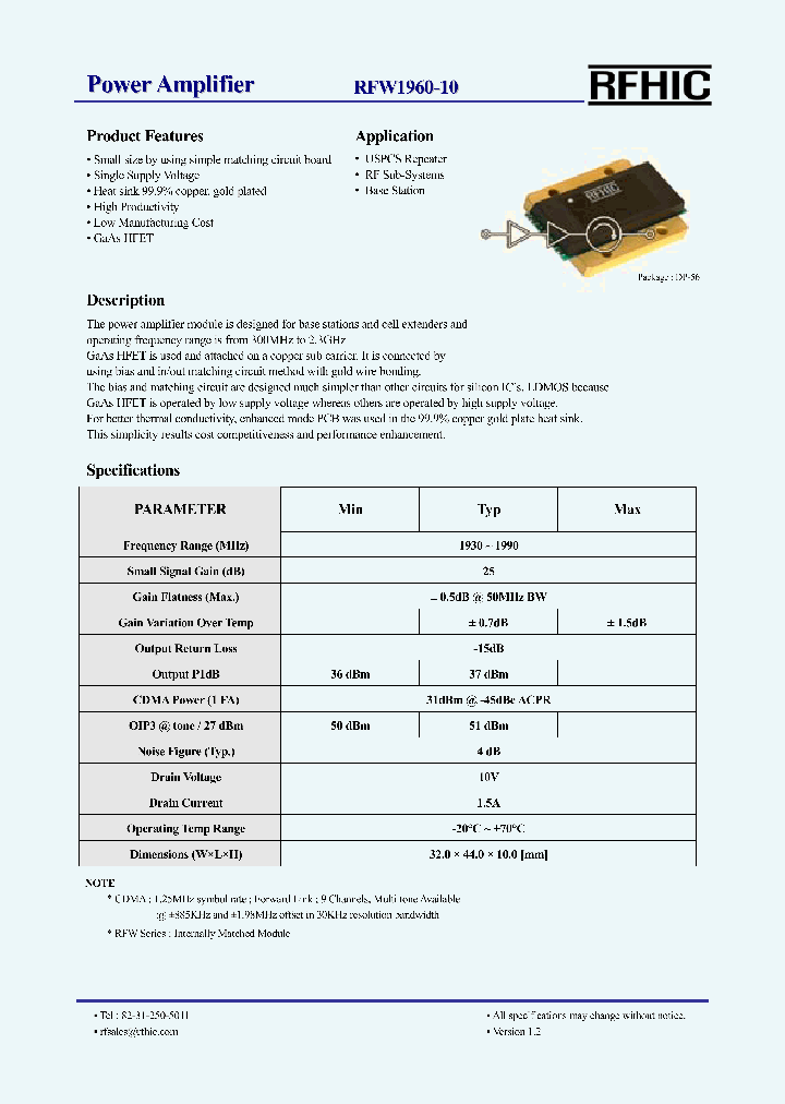 RFW1960-10_4564083.PDF Datasheet Download --- IC-ON-LINE