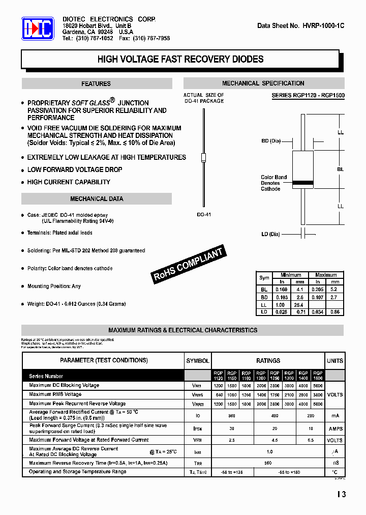 RGP1200_4174405.PDF Datasheet Download --- IC-ON-LINE