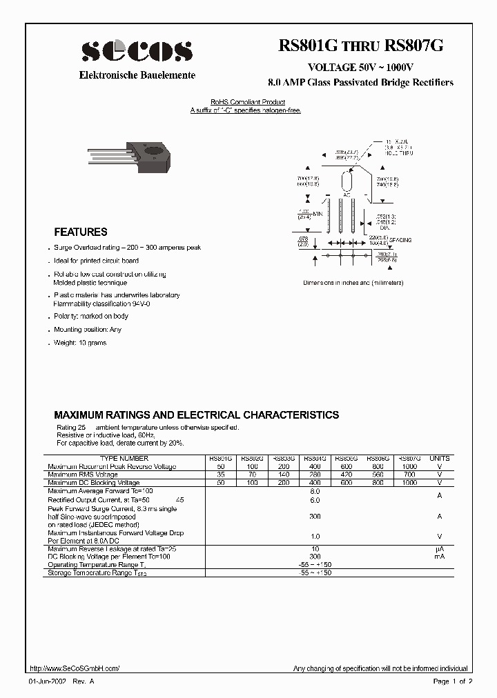 RS807G_4419963.PDF Datasheet Download --- IC-ON-LINE