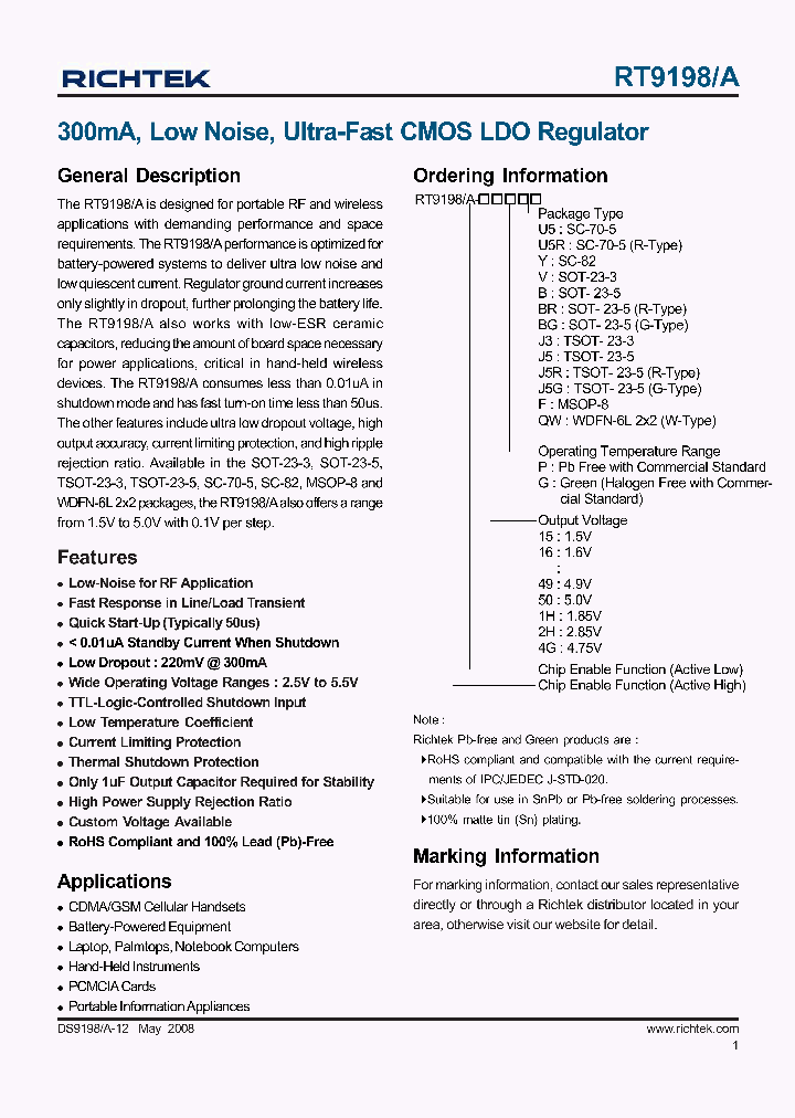 RT9198-1HPBG_4239686.PDF Datasheet Download --- IC-ON-LINE