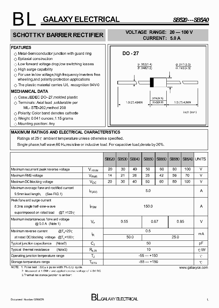 SB550_4215903.PDF Datasheet Download --- IC-ON-LINE