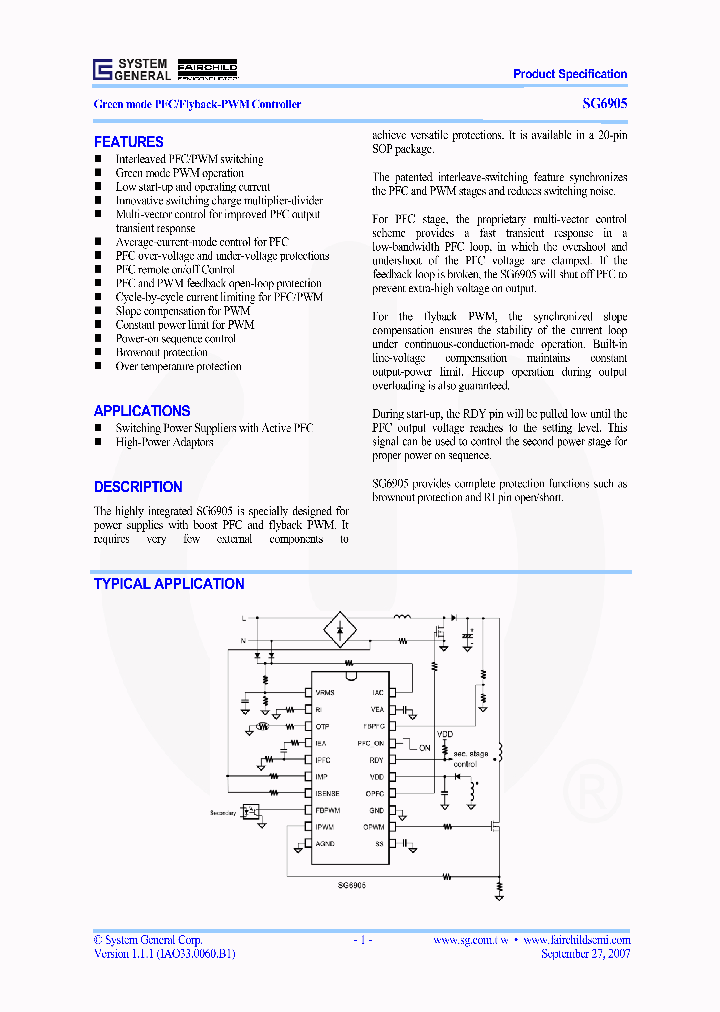 SG6905_4260125.PDF Datasheet Download --- IC-ON-LINE